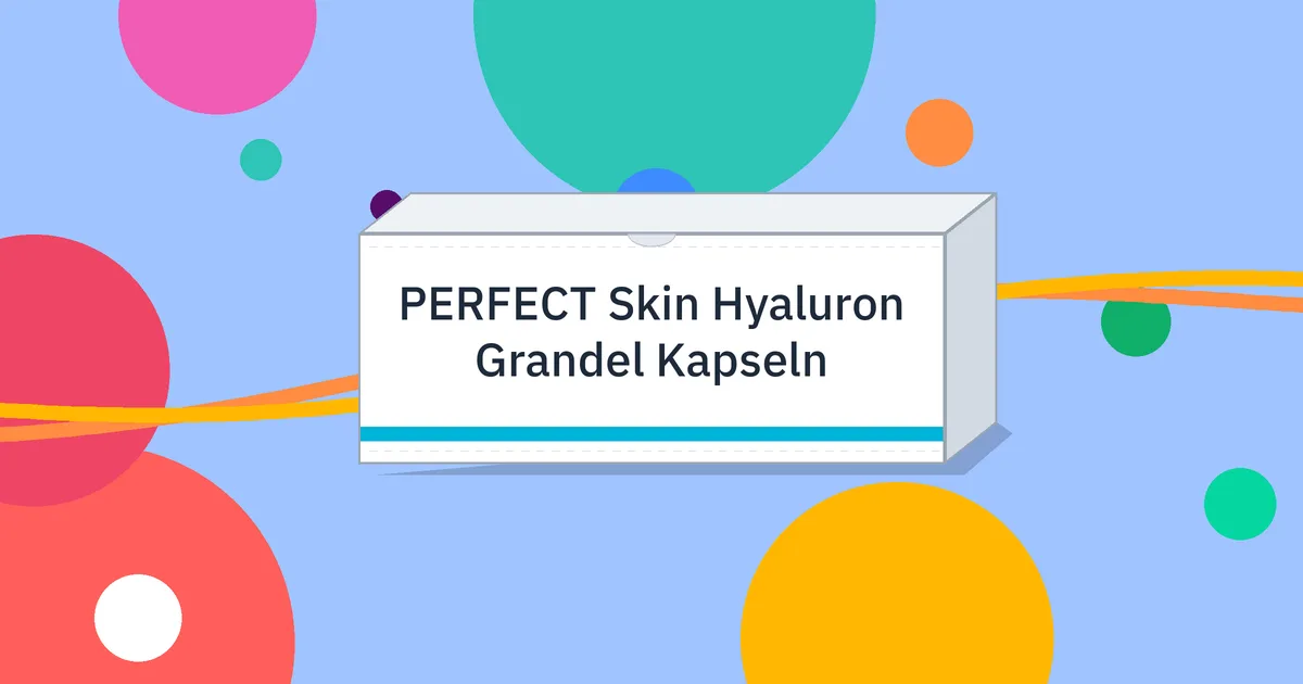 Symbolbild: Packung mit der Aufschrift PERFECT Skin Hyaluron Grandel Kapseln (PZN 09911849) – Verfügbarkeit und Bezug in Apotheken in Frankfurt am Main