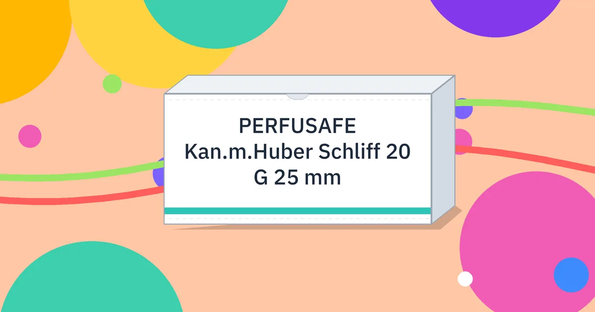 Symbolbild: Packung mit der Aufschrift PERFUSAFE Kan.m.Huber Schliff 20 G 25 mm (PZN 13866161) – Verfügbarkeit und Bezug in Apotheken in Frankfurt am Main