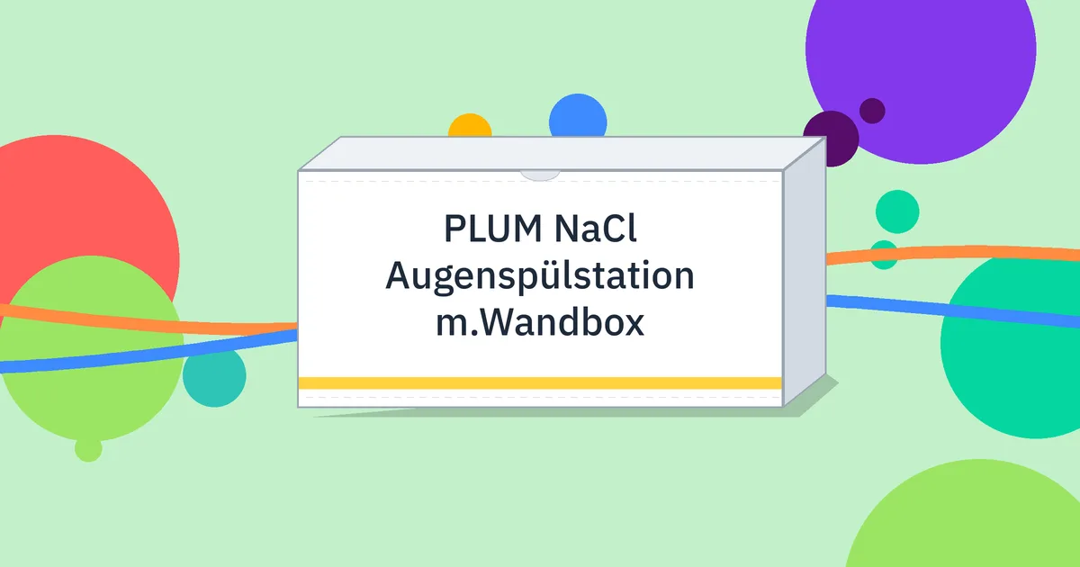 Symbolbild: Packung mit der Aufschrift PLUM NaCl Augenspülstation m.Wandbox (PZN 04397448) – Verfügbarkeit und Bezug in Apotheken in Frankfurt am Main