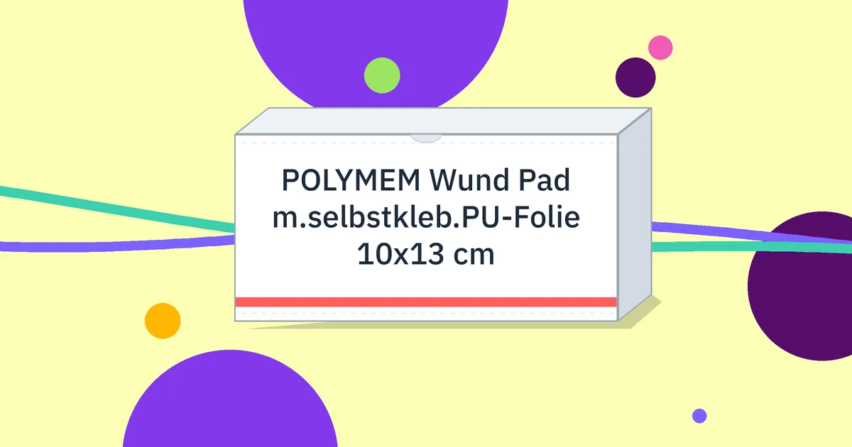 Symbolbild: Packung mit der Aufschrift POLYMEM Wund Pad m.selbstkleb.PU-Folie 10x13 cm (PZN 19621710) – Verfügbarkeit und Bezug in Apotheken in Frankfurt am Main