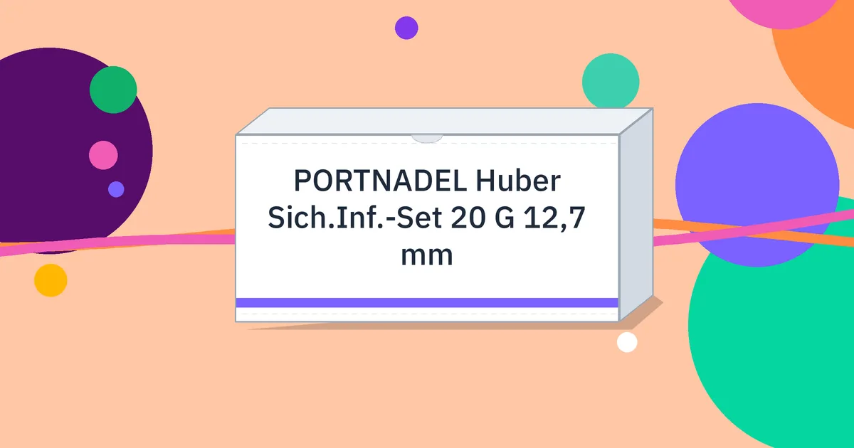 Symbolbild: Packung mit der Aufschrift PORTNADEL Huber Sich.Inf.-Set 20 G 12,7 mm (PZN 00354494) – Verfügbarkeit und Bezug in Apotheken in Frankfurt am Main