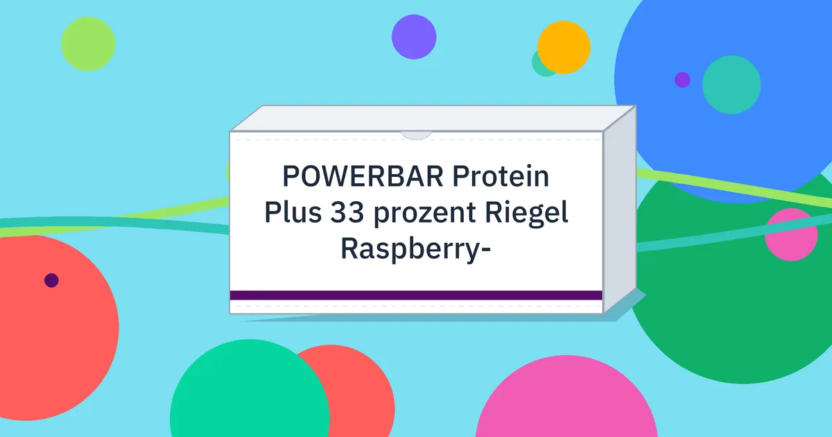 Symbolbild: Packung mit der Aufschrift POWERBAR Protein Plus 33 prozent Riegel Raspberry- (PZN 10735056) – Verfügbarkeit und Bezug in Apotheken in Frankfurt am Main