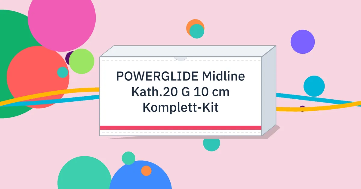 Symbolbild: Packung mit der Aufschrift POWERGLIDE Midline Kath.20 G 10 cm Komplett-Kit (PZN 12777900) – Verfügbarkeit und Bezug in Apotheken in Frankfurt am Main