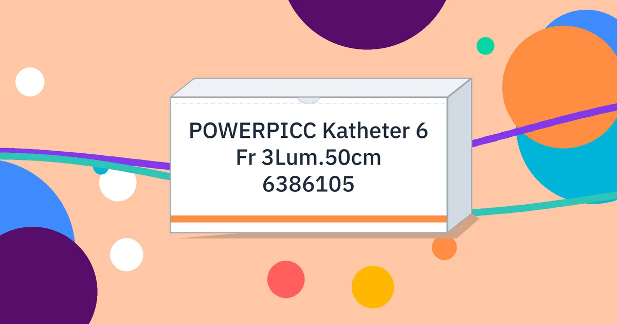 Symbolbild: Packung mit der Aufschrift POWERPICC Katheter 6 Fr 3Lum.50cm 6386105 (PZN 07323255) – Verfügbarkeit und Bezug in Apotheken in Frankfurt am Main