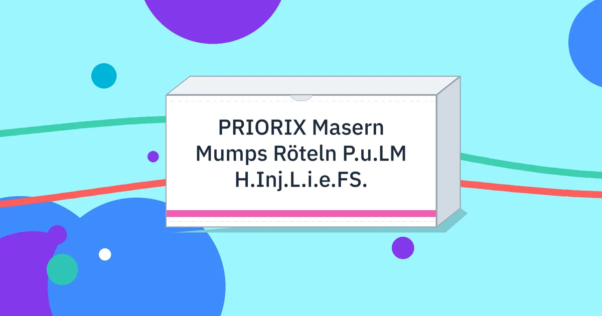 Symbolbild: Packung mit der Aufschrift PRIORIX Masern Mumps Röteln P.u.LM H.Inj.L.i.e.FS. (PZN 04649186) – Verfügbarkeit und Bezug in Apotheken in Frankfurt am Main