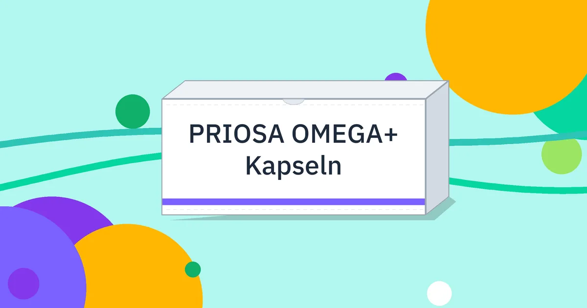 Symbolbild: Packung mit der Aufschrift PRIOSA OMEGA+ Kapseln (PZN 16778836) – Verfügbarkeit und Bezug in Apotheken in Frankfurt am Main