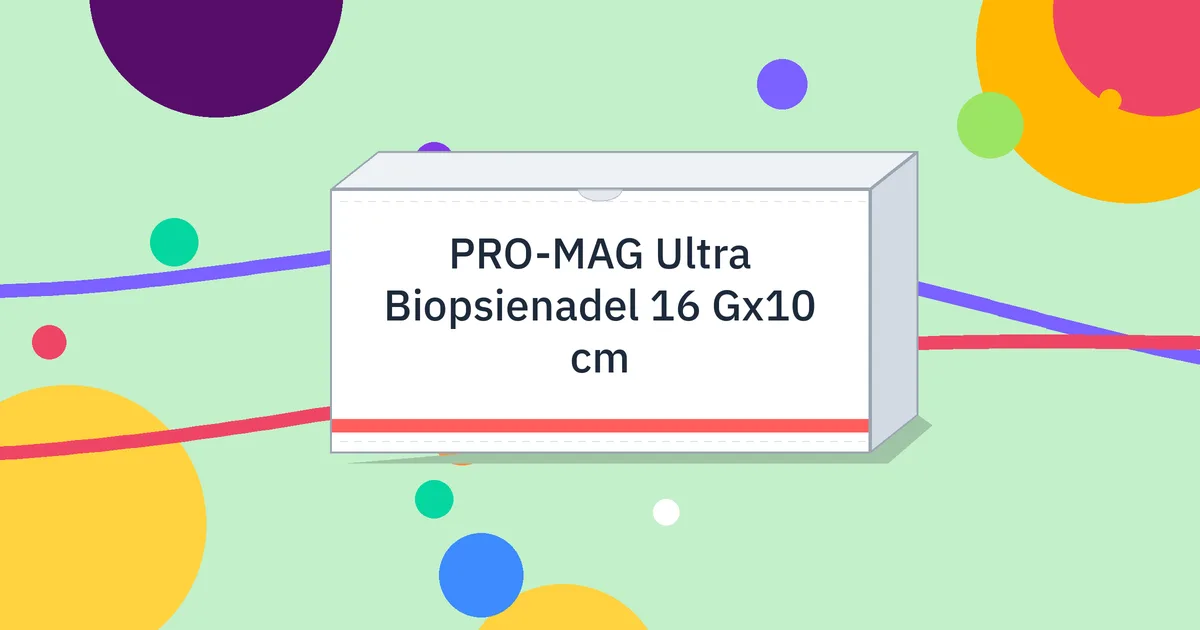 Symbolbild: Packung mit der Aufschrift PRO-MAG Ultra Biopsienadel 16 Gx10 cm (PZN 06769256) – Verfügbarkeit und Bezug in Apotheken in Frankfurt am Main
