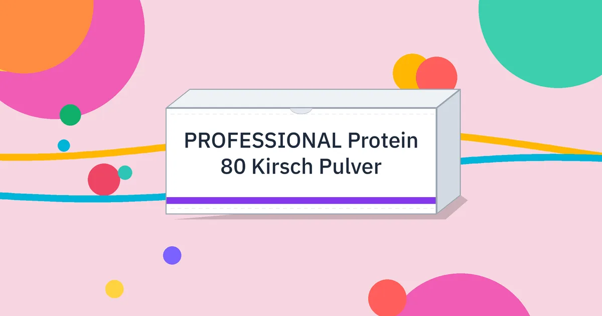 Symbolbild: Packung mit der Aufschrift PROFESSIONAL Protein 80 Kirsch Pulver (PZN 07304909) – Verfügbarkeit und Bezug in Apotheken in Frankfurt am Main