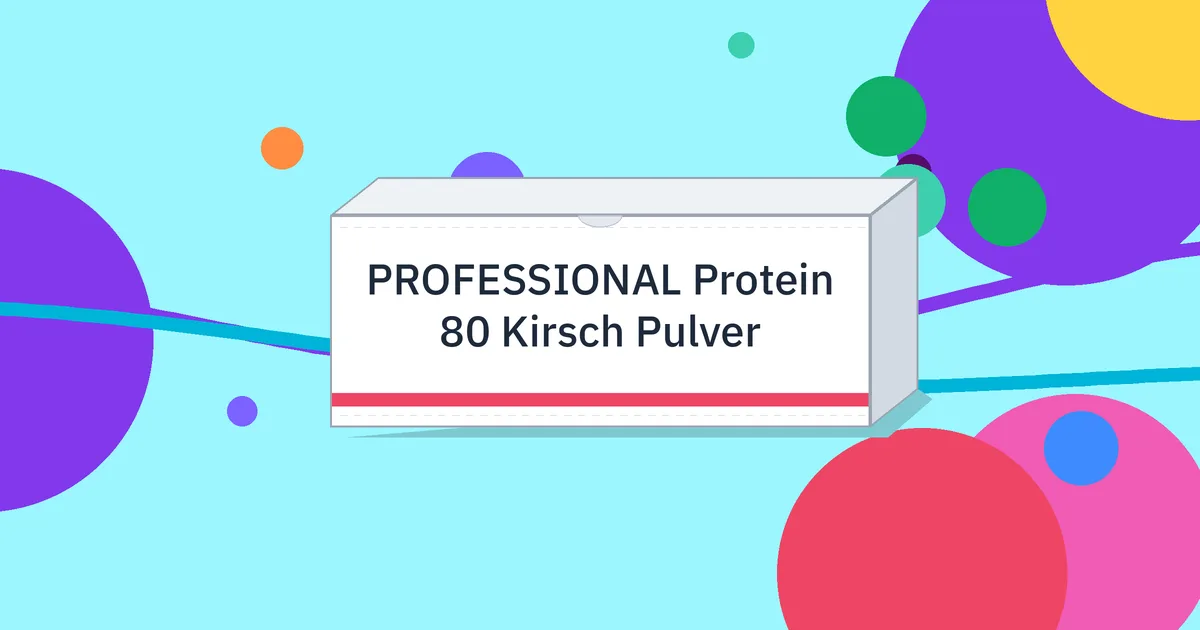 Symbolbild: Packung mit der Aufschrift PROFESSIONAL Protein 80 Kirsch Pulver (PZN 07304559) – Verfügbarkeit und Bezug in Apotheken in Frankfurt am Main