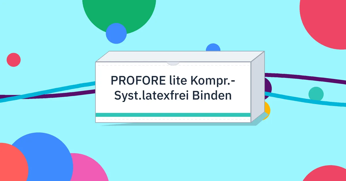 Symbolbild: Packung mit der Aufschrift PROFORE lite Kompr.-Syst.latexfrei Binden (PZN 17909536) – Verfügbarkeit und Bezug in Apotheken in Frankfurt am Main