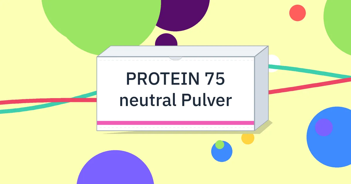 Symbolbild: Packung mit der Aufschrift PROTEIN 75 neutral Pulver (PZN 01498634) – Verfügbarkeit und Bezug in Apotheken in Frankfurt am Main