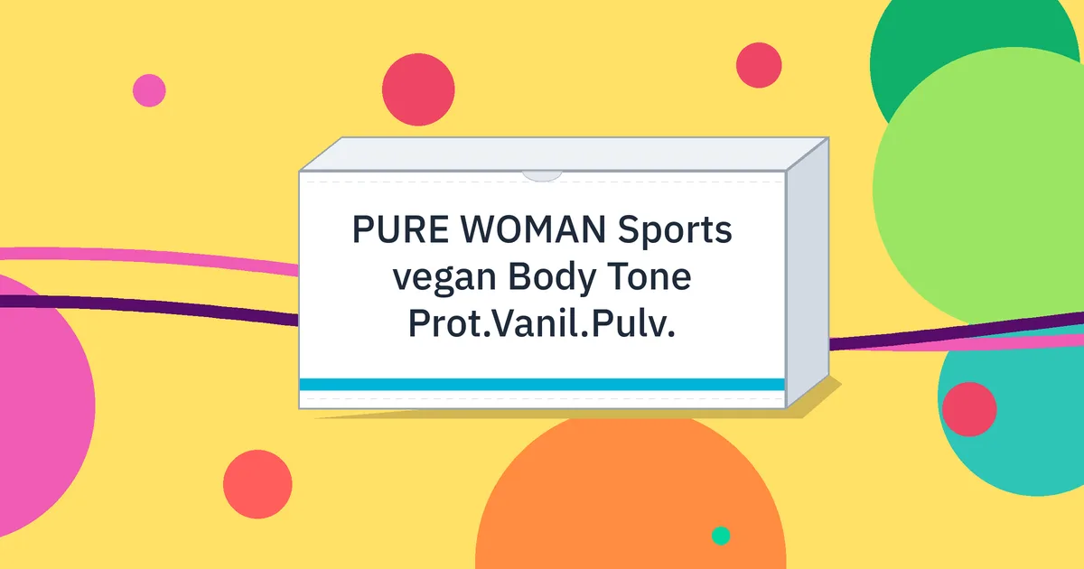 Symbolbild: Packung mit der Aufschrift PURE WOMAN Sports vegan Body Tone Prot.Vanil.Pulv. (PZN 14038294) – Verfügbarkeit und Bezug in Apotheken in Frankfurt am Main