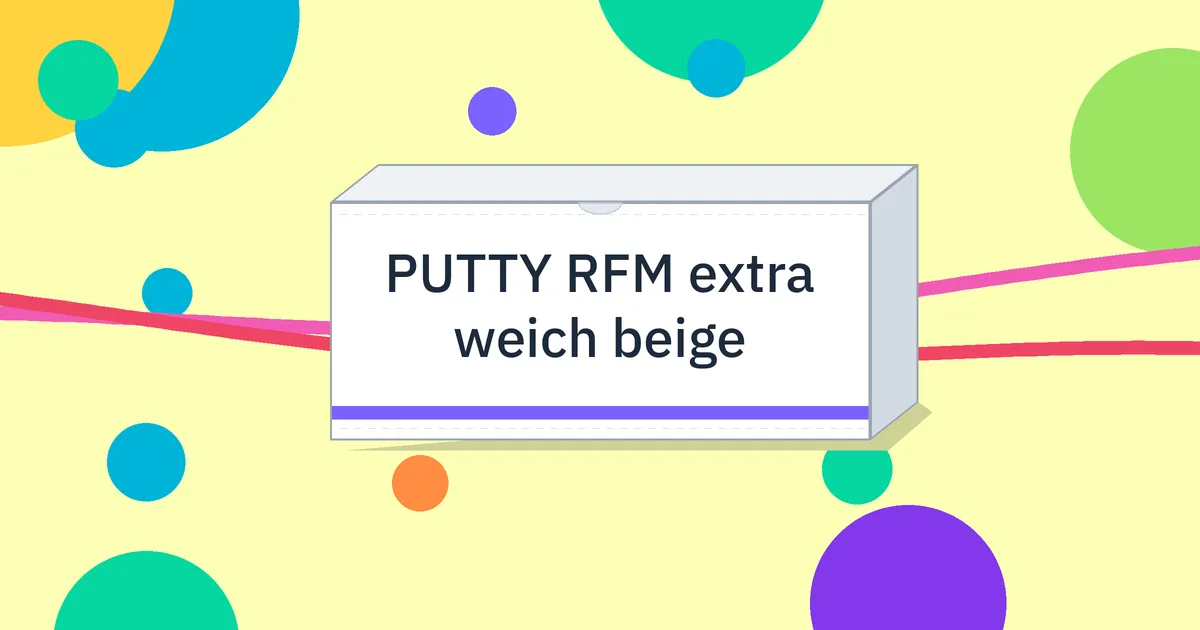 Symbolbild: Packung mit der Aufschrift PUTTY RFM extra weich beige (PZN 18817871) – Verfügbarkeit und Bezug in Apotheken in Frankfurt am Main