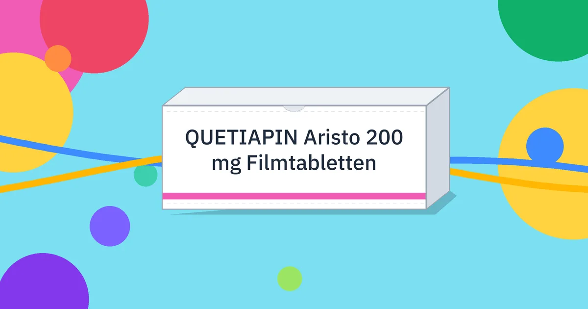 Symbolbild: Packung mit der Aufschrift QUETIAPIN Aristo 200 mg Filmtabletten (PZN 14385802) – Verfügbarkeit und Bezug in Apotheken in Frankfurt am Main