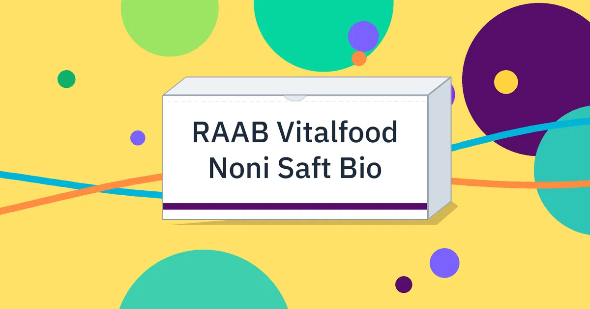 Symbolbild: Packung mit der Aufschrift RAAB Vitalfood Noni Saft Bio (PZN 19304576) – Verfügbarkeit und Bezug in Apotheken in Frankfurt am Main