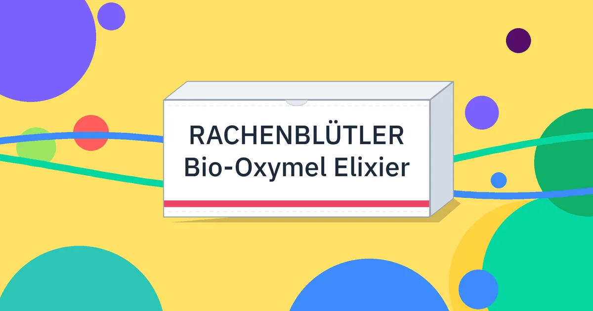 Symbolbild: Packung mit der Aufschrift RACHENBLÜTLER Bio-Oxymel Elixier (PZN 18392064) – Verfügbarkeit und Bezug in Apotheken in Frankfurt am Main