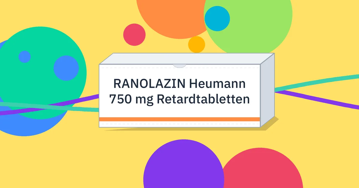 Symbolbild: Packung mit der Aufschrift RANOLAZIN Heumann 750 mg Retardtabletten (PZN 18219561) – Verfügbarkeit und Bezug in Apotheken in Frankfurt am Main