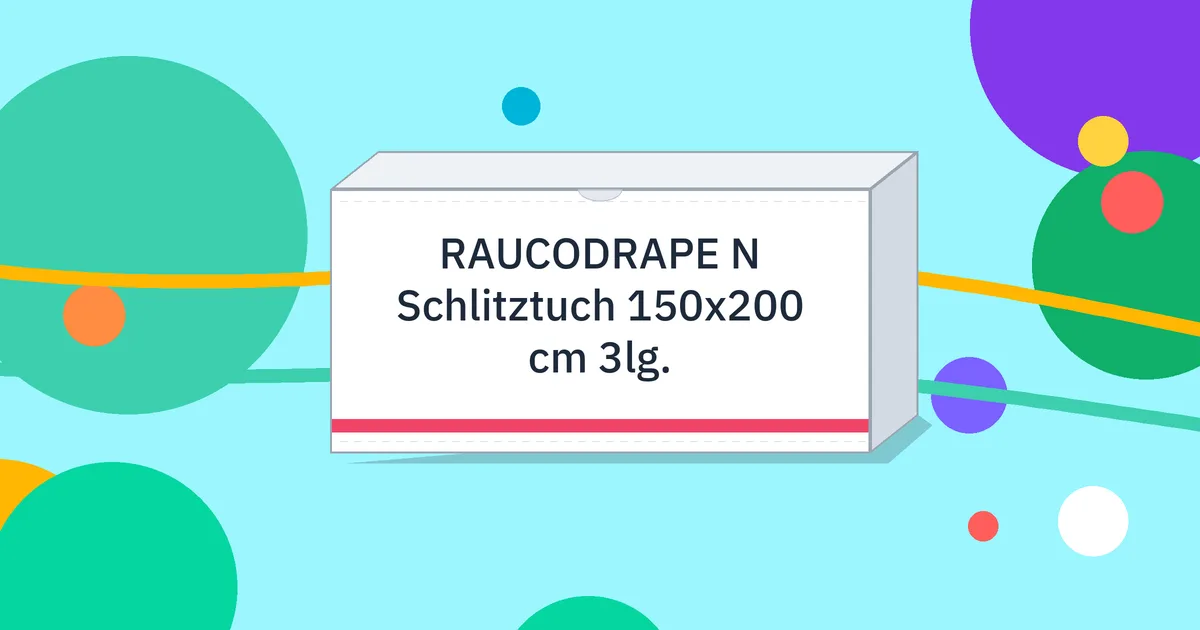 Symbolbild: Packung mit der Aufschrift RAUCODRAPE N Schlitztuch 150x200 cm 3lg. (PZN 06680415) – Verfügbarkeit und Bezug in Apotheken in Frankfurt am Main