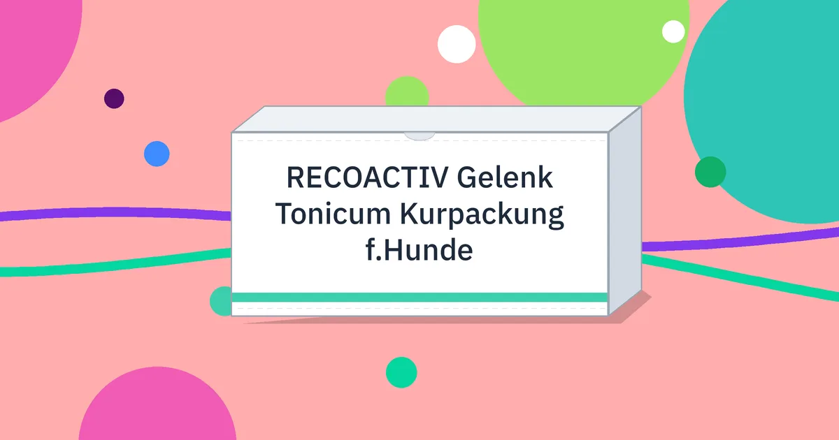 Symbolbild: Packung mit der Aufschrift RECOACTIV Gelenk Tonicum Kurpackung f.Hunde (PZN 07658381) – Verfügbarkeit und Bezug in Apotheken in Frankfurt am Main