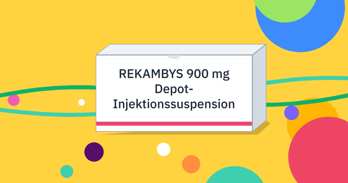 Symbolbild: Packung mit der Aufschrift REKAMBYS 900 mg Depot-Injektionssuspension (PZN 20315869) – Verfügbarkeit und Bezug in Apotheken in Frankfurt am Main