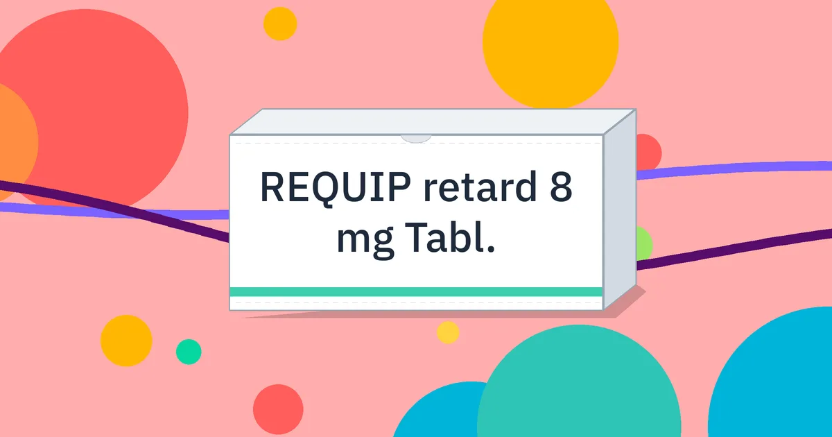 Symbolbild: Packung mit der Aufschrift REQUIP retard 8 mg Tabl. (PZN 09154360) – Verfügbarkeit und Bezug in Apotheken in Frankfurt am Main