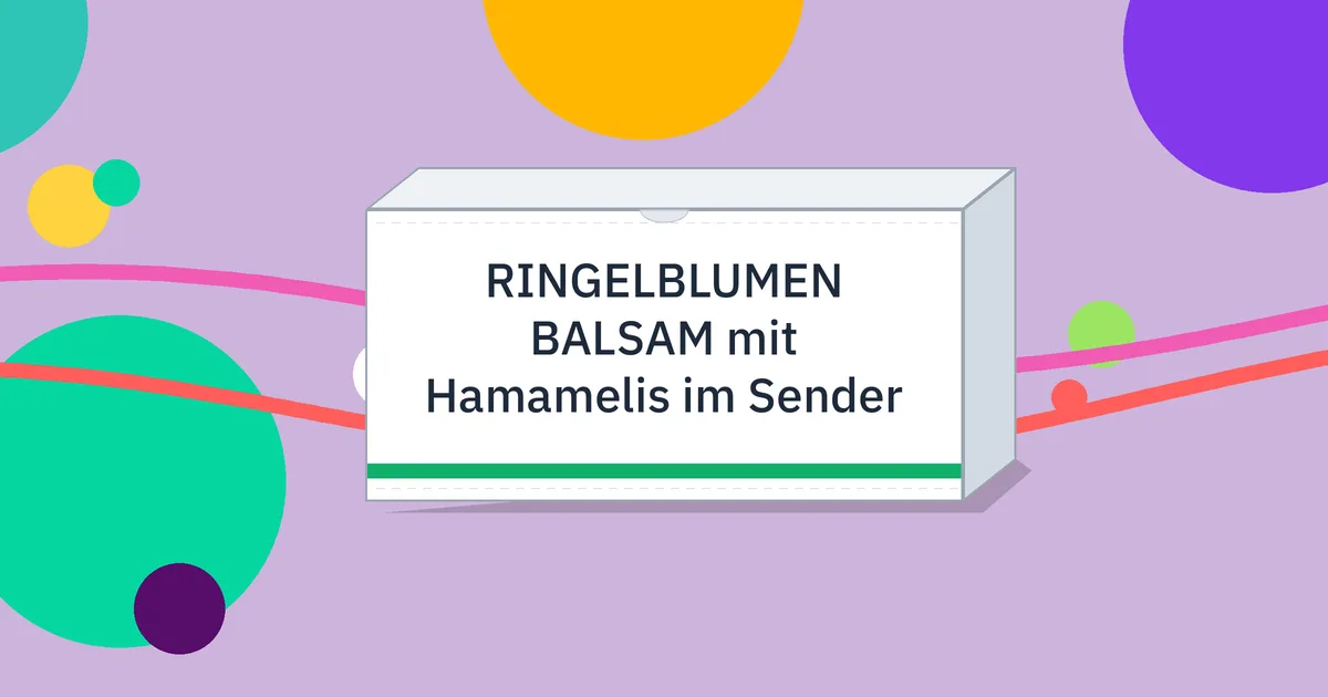Symbolbild: Packung mit der Aufschrift RINGELBLUMEN BALSAM mit Hamamelis im Sender (PZN 11026497) – Verfügbarkeit und Bezug in Apotheken in Frankfurt am Main