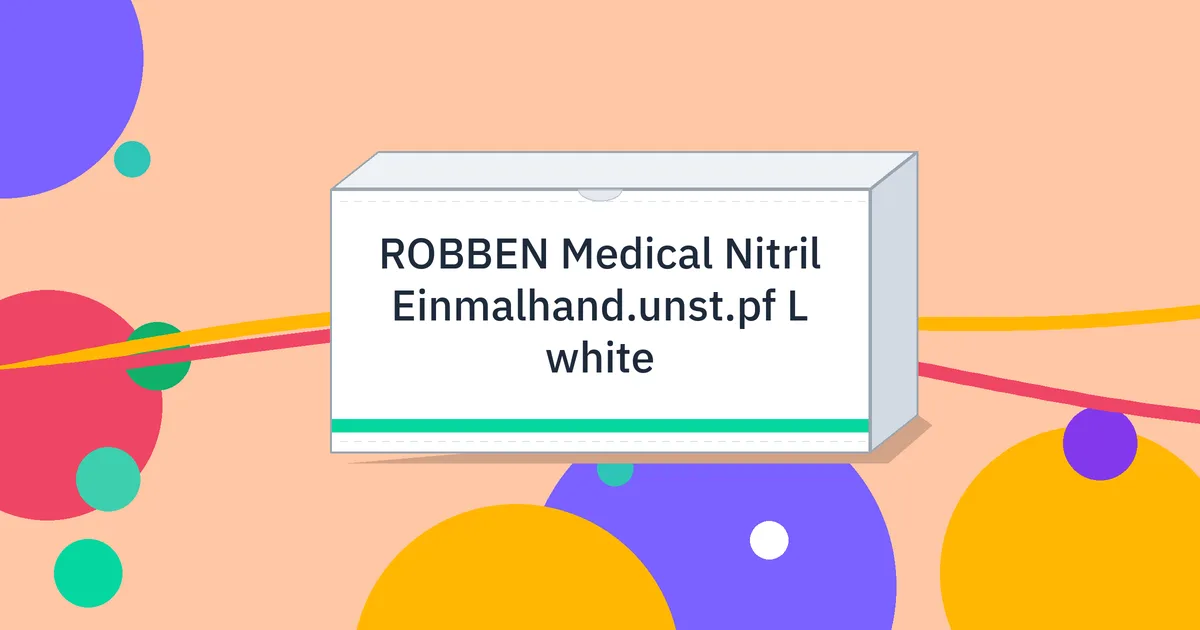 Symbolbild: Packung mit der Aufschrift ROBBEN Medical Nitril Einmalhand.unst.pf L white (PZN 20199386) – Verfügbarkeit und Bezug in Apotheken in Frankfurt am Main