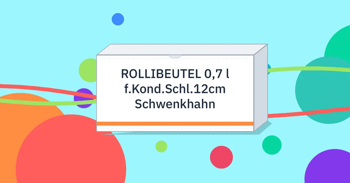 Symbolbild: Packung mit der Aufschrift ROLLIBEUTEL 0,7 l f.Kond.Schl.12cm Schwenkhahn (PZN 06095013) – Verfügbarkeit und Bezug in Apotheken in Frankfurt am Main