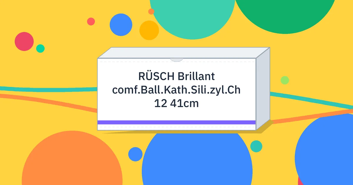 Symbolbild: Packung mit der Aufschrift RÜSCH Brillant comf.Ball.Kath.Sili.zyl.Ch 12 41cm (PZN 02369904) – Verfügbarkeit und Bezug in Apotheken in Frankfurt am Main