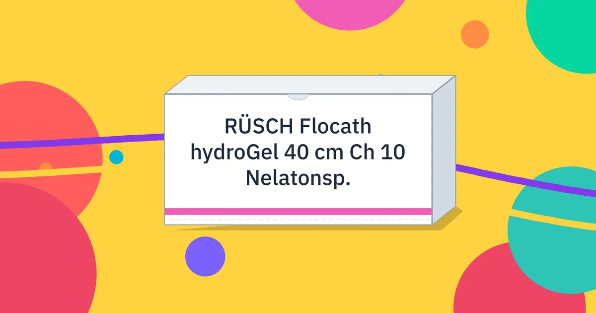 Symbolbild: Packung mit der Aufschrift RÜSCH Flocath hydroGel 40 cm Ch 10 Nelatonsp. (PZN 02163114) – Verfügbarkeit und Bezug in Apotheken in Frankfurt am Main