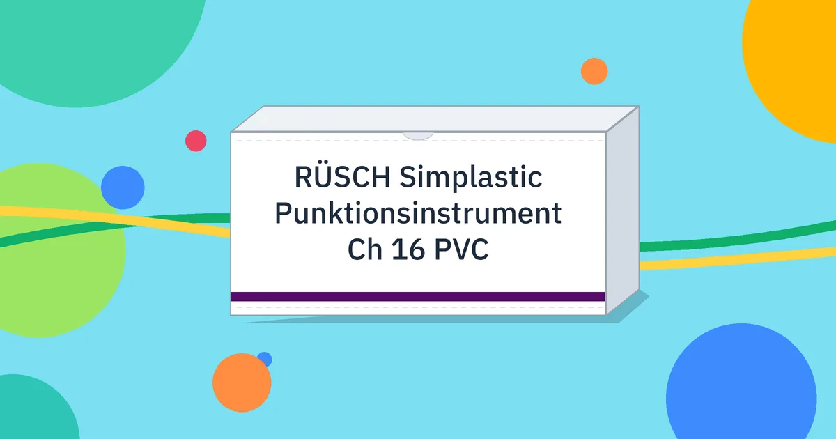 Symbolbild: Packung mit der Aufschrift RÜSCH Simplastic Punktionsinstrument Ch 16 PVC (PZN 01575062) – Verfügbarkeit und Bezug in Apotheken in Frankfurt am Main