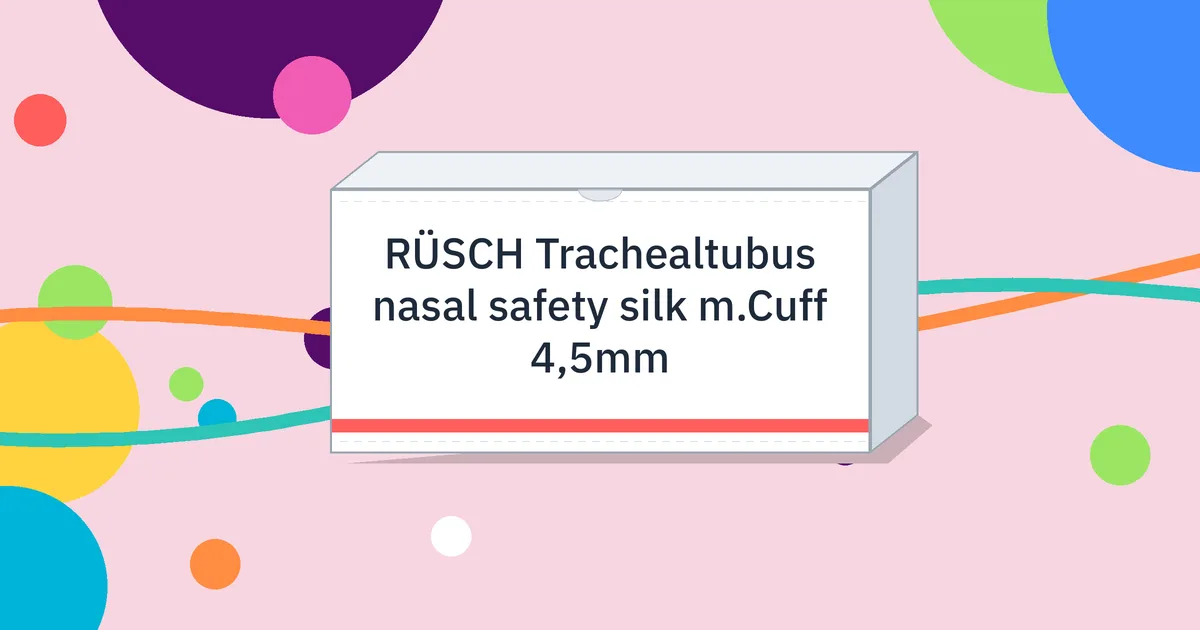Symbolbild: Packung mit der Aufschrift RÜSCH Trachealtubus nasal safety silk m.Cuff 4,5mm (PZN 12463828) – Verfügbarkeit und Bezug in Apotheken in Frankfurt am Main