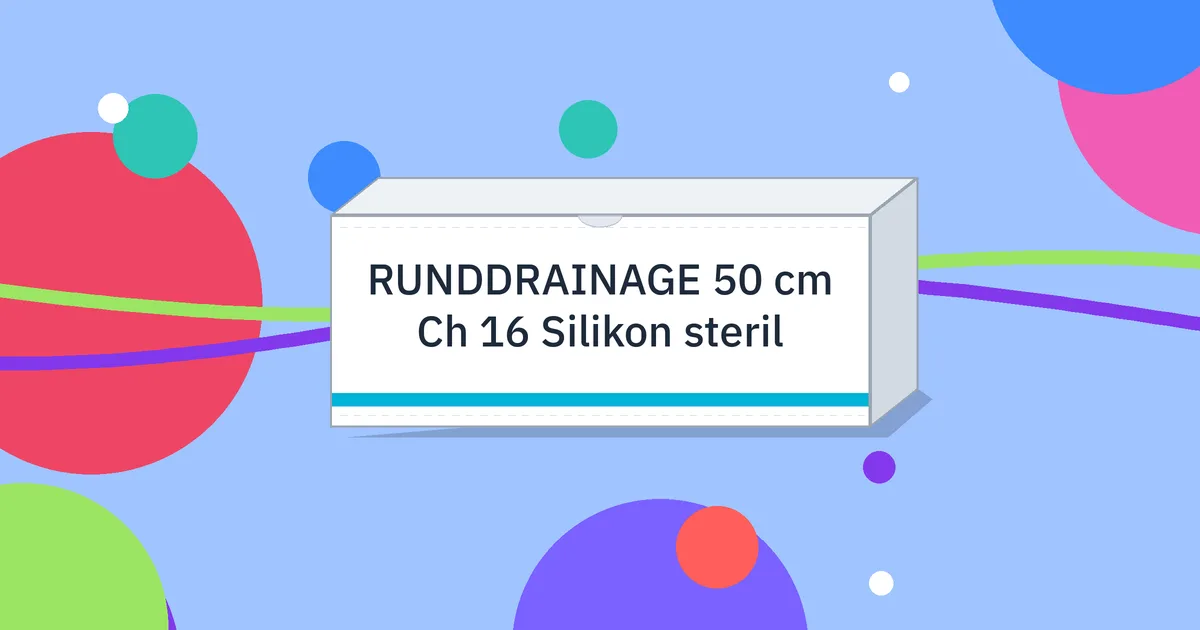 Symbolbild: Packung mit der Aufschrift RUNDDRAINAGE 50 cm Ch 16 Silikon steril (PZN 05867270) – Verfügbarkeit und Bezug in Apotheken in Frankfurt am Main