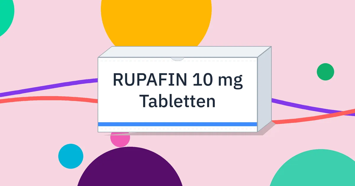 Symbolbild: Packung mit der Aufschrift RUPAFIN 10 mg Tabletten (PZN 02833951) – Verfügbarkeit und Bezug in Apotheken in Frankfurt am Main