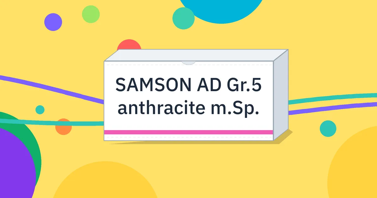 Symbolbild: Packung mit der Aufschrift SAMSON AD Gr.5 anthracite m.Sp. (PZN 14248850) – Verfügbarkeit und Bezug in Apotheken in Frankfurt am Main