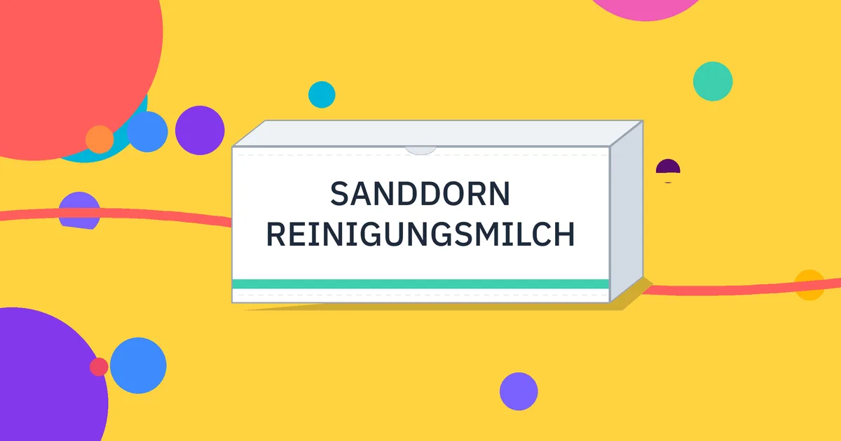 Symbolbild: Packung mit der Aufschrift SANDDORN REINIGUNGSMILCH (PZN 19907694) – Verfügbarkeit und Bezug in Apotheken in Frankfurt am Main