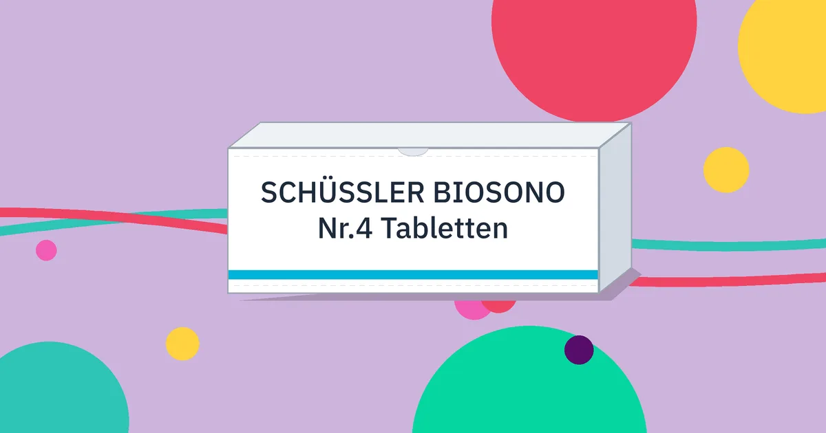 Symbolbild: Packung mit der Aufschrift SCHÜSSLER BIOSONO Nr.4 Tabletten (PZN 04659888) – Verfügbarkeit und Bezug in Apotheken in Frankfurt am Main