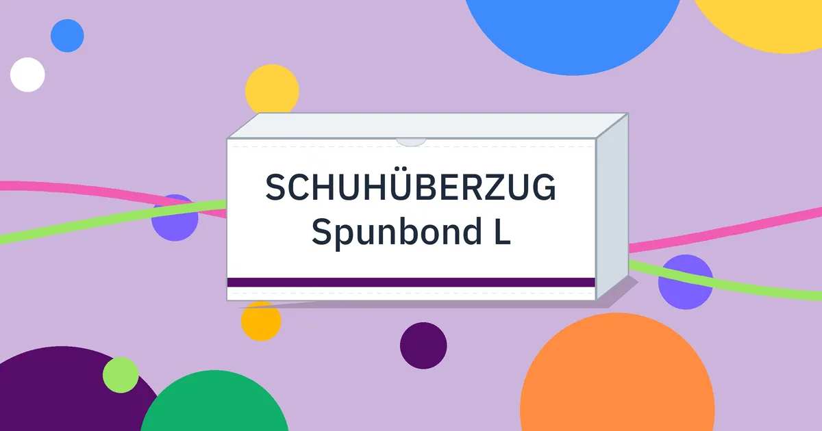 Symbolbild: Packung mit der Aufschrift SCHUHÜBERZUG Spunbond L (PZN 20206040) – Verfügbarkeit und Bezug in Apotheken in Frankfurt am Main