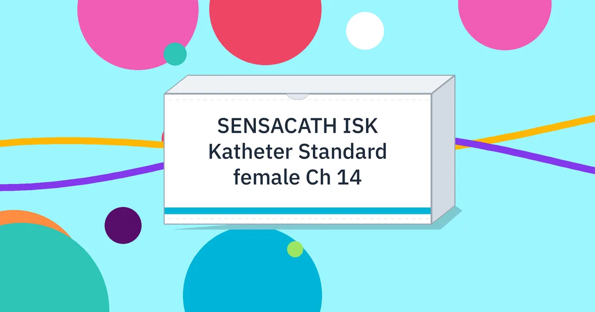 Symbolbild: Packung mit der Aufschrift SENSACATH ISK Katheter Standard female Ch 14 (PZN 19855916) – Verfügbarkeit und Bezug in Apotheken in Frankfurt am Main