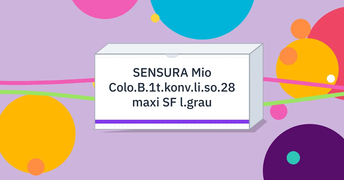 Symbolbild: Packung mit der Aufschrift SENSURA Mio Colo.B.1t.konv.li.so.28 maxi SF l.grau (PZN 11098806) – Verfügbarkeit und Bezug in Apotheken in Frankfurt am Main