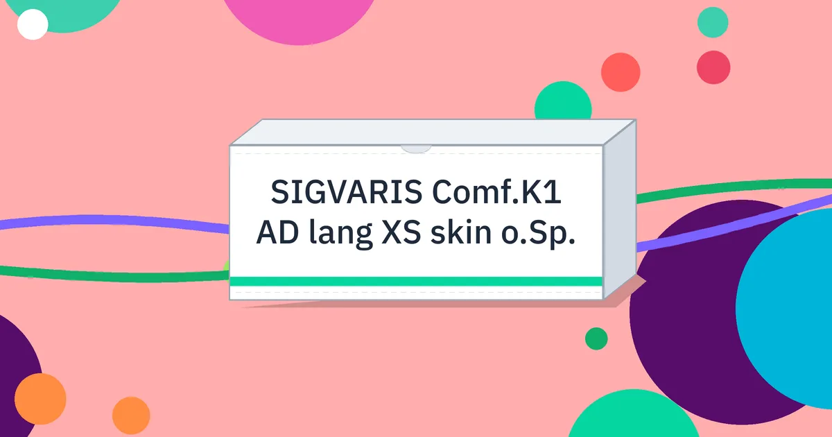 Symbolbild: Packung mit der Aufschrift SIGVARIS Comf.K1 AD lang XS skin o.Sp. (PZN 17041144) – Verfügbarkeit und Bezug in Apotheken in Frankfurt am Main