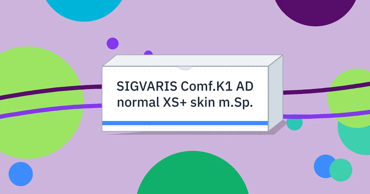 Symbolbild: Packung mit der Aufschrift SIGVARIS Comf.K1 AD normal XS+ skin m.Sp. (PZN 17041983) – Verfügbarkeit und Bezug in Apotheken in Frankfurt am Main