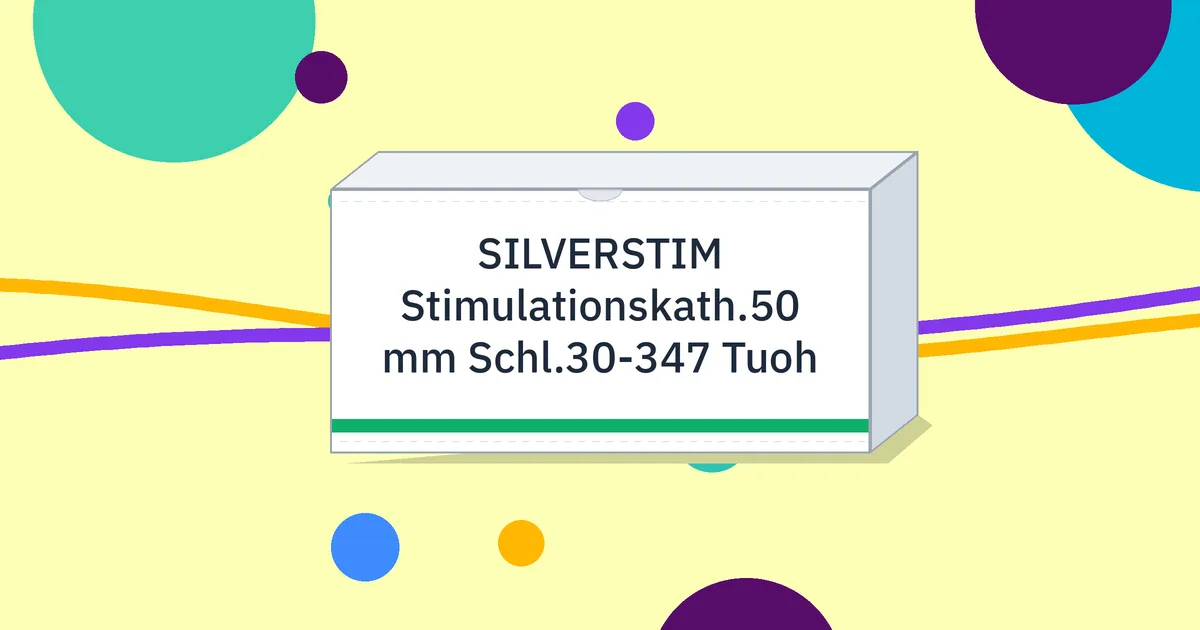 Symbolbild: Packung mit der Aufschrift SILVERSTIM Stimulationskath.50 mm Schl.30-347 Tuoh (PZN 09514226) – Verfügbarkeit und Bezug in Apotheken in Frankfurt am Main
