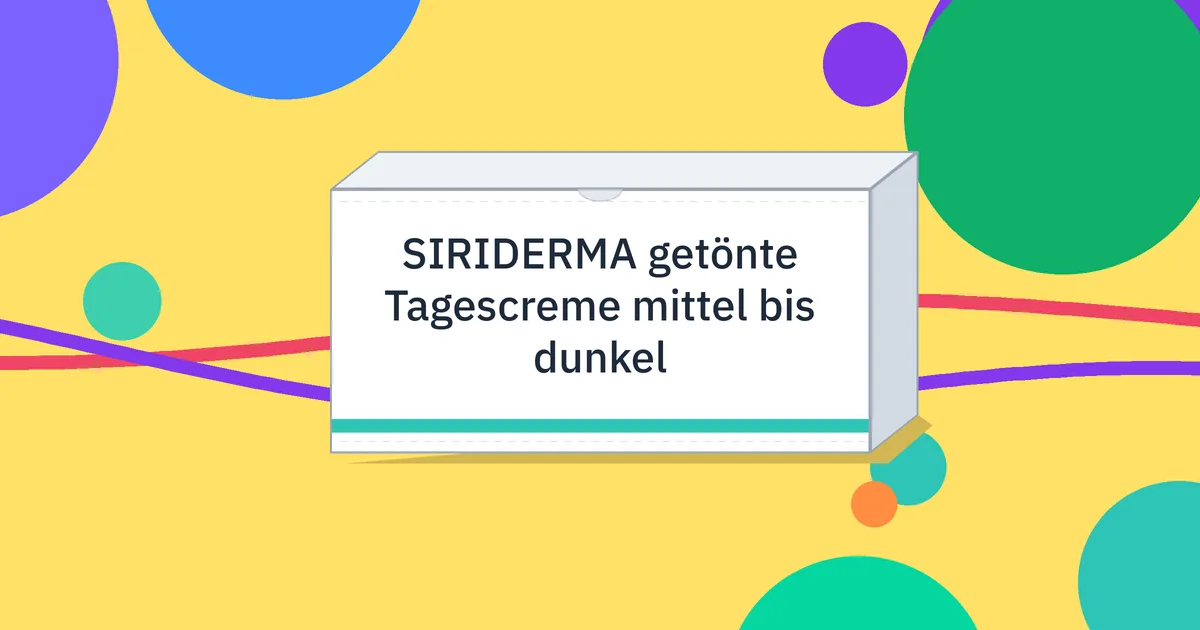 Symbolbild: Packung mit der Aufschrift SIRIDERMA getönte Tagescreme mittel bis dunkel (PZN 19163733) – Verfügbarkeit und Bezug in Apotheken in Frankfurt am Main