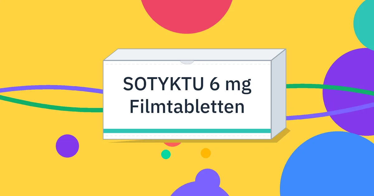 Symbolbild: Packung mit der Aufschrift SOTYKTU 6 mg Filmtabletten (PZN 19644792) – Verfügbarkeit und Bezug in Apotheken in Frankfurt am Main