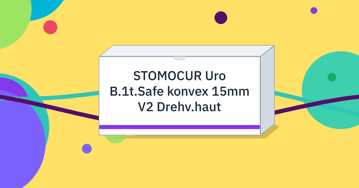 Symbolbild: Packung mit der Aufschrift STOMOCUR Uro B.1t.Safe konvex 15mm V2 Drehv.haut (PZN 17757109) – Verfügbarkeit und Bezug in Apotheken in Frankfurt am Main