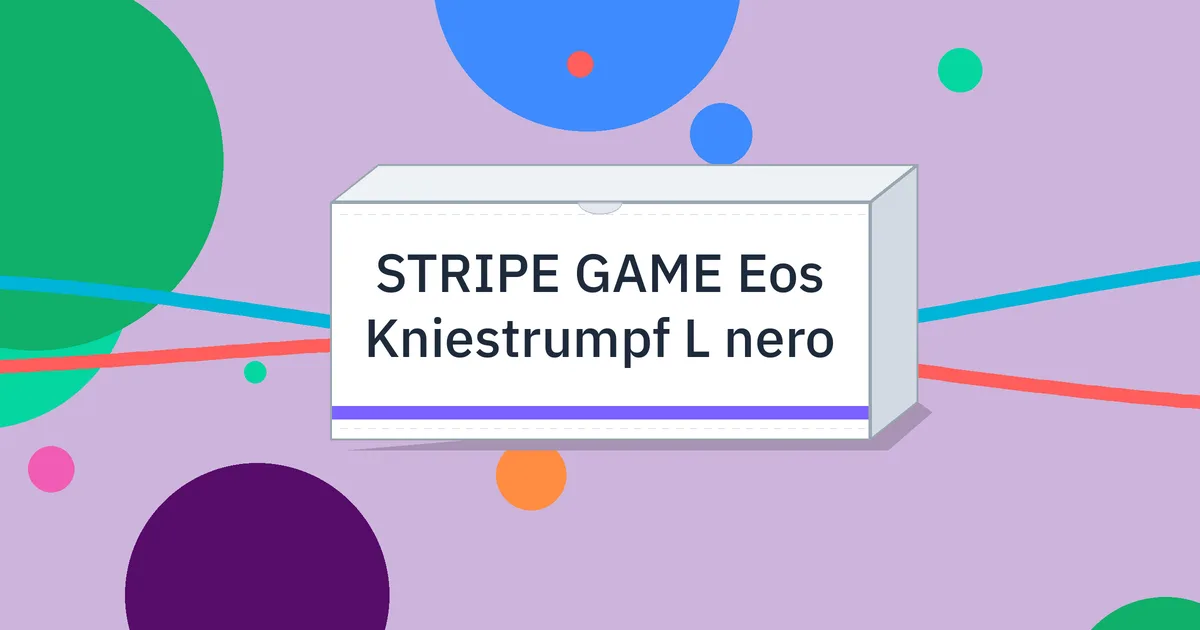 Symbolbild: Packung mit der Aufschrift STRIPE GAME Eos Kniestrumpf L nero (PZN 20719561) – Verfügbarkeit und Bezug in Apotheken in Frankfurt am Main