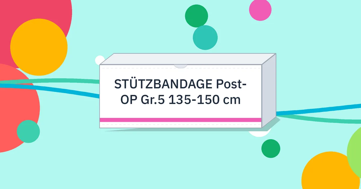 Symbolbild: Packung mit der Aufschrift STÜTZBANDAGE Post-OP Gr.5 135-150 cm (PZN 00608049) – Verfügbarkeit und Bezug in Apotheken in Frankfurt am Main