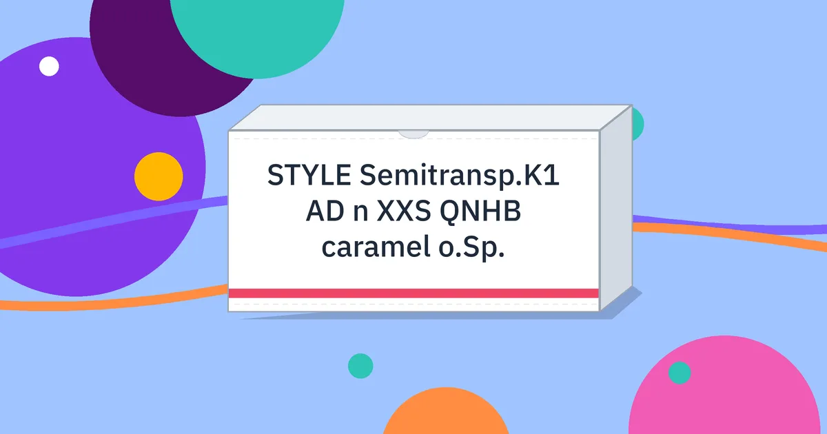 Symbolbild: Packung mit der Aufschrift STYLE Semitransp.K1 AD n XXS QNHB caramel o.Sp. (PZN 18869276) – Verfügbarkeit und Bezug in Apotheken in Frankfurt am Main