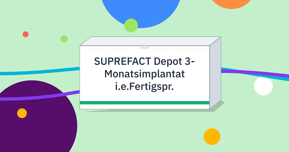 Symbolbild: Packung mit der Aufschrift SUPREFACT Depot 3-Monatsimplantat i.e.Fertigspr. (PZN 09194170) – Verfügbarkeit und Bezug in Apotheken in Frankfurt am Main